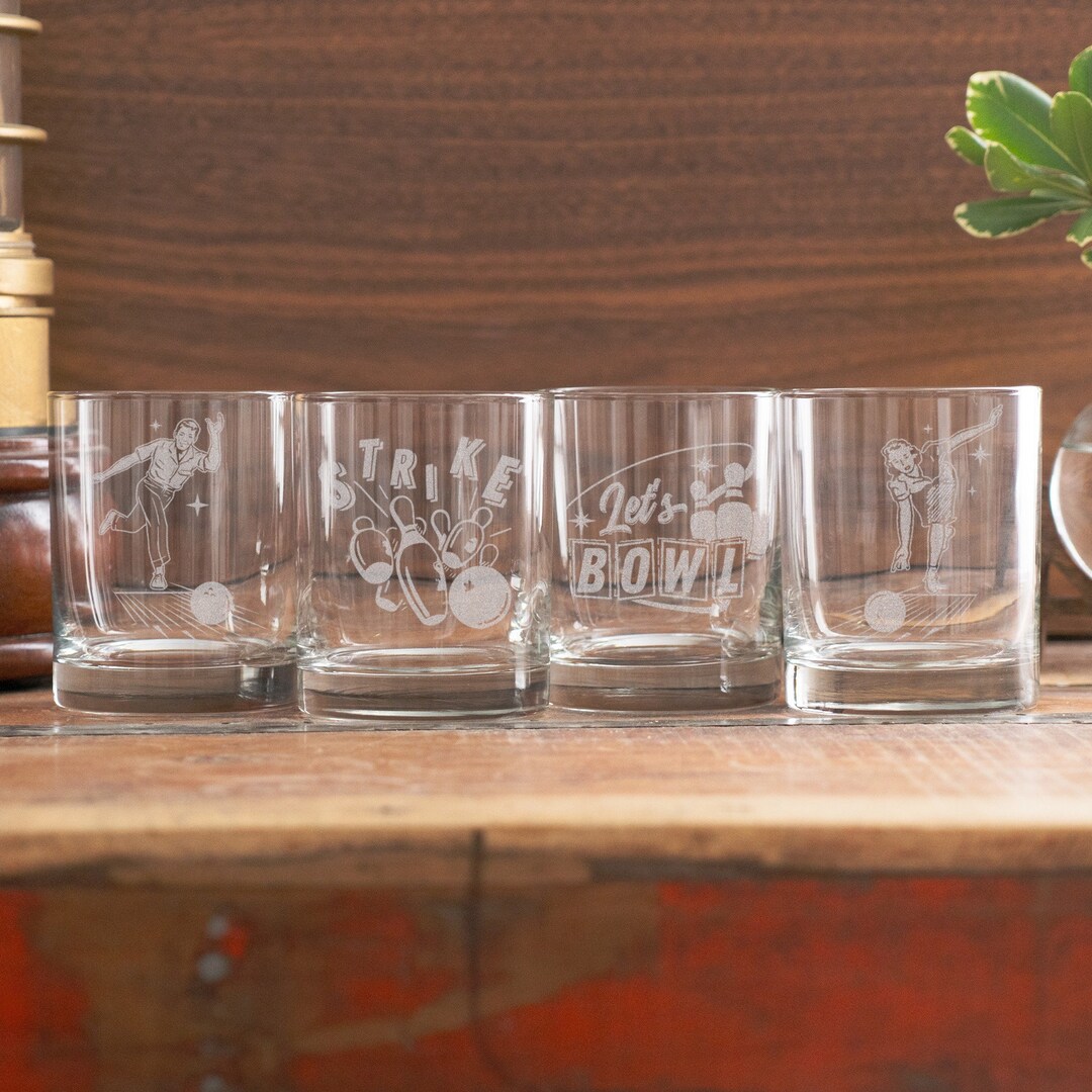 Vintage Bowling Glasses Personalized Beer, Cocktail, Whiskey, Wine ...