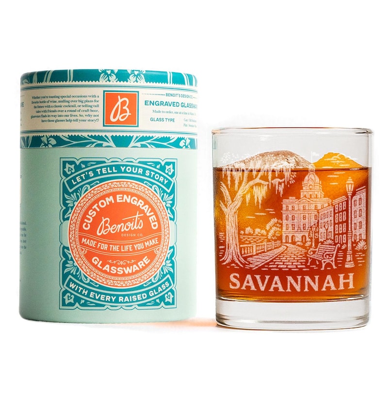 Savannah Georgia Glass | Laser Etched Travel Glassware, Engraved Scenic ...