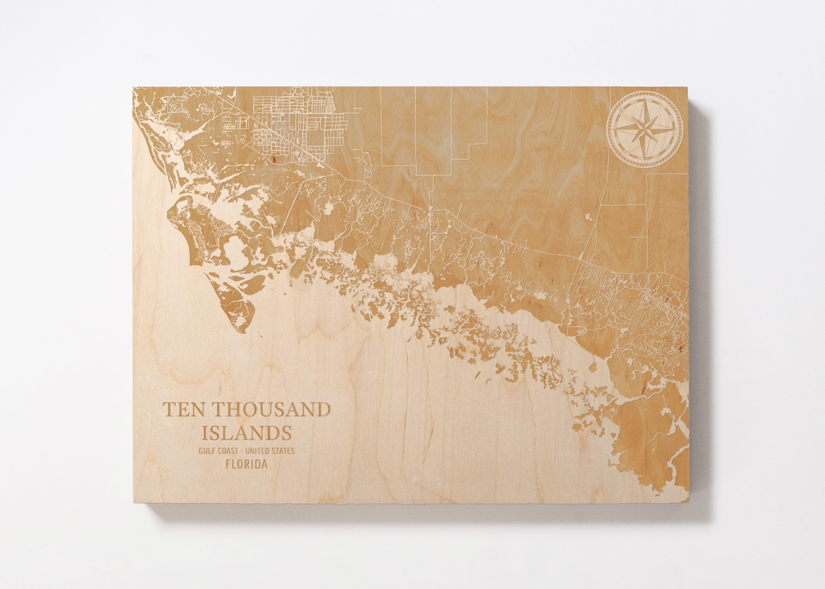 Ten Thousand Islands Florida Map Engraved Wood Coastal Wall - Etsy