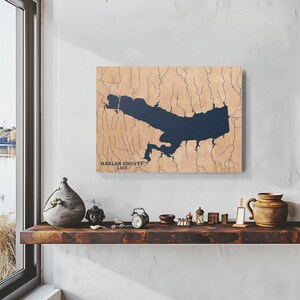 Harlan County Lake Nebraska - Custom Lake Map Home Decor, Personalized ...