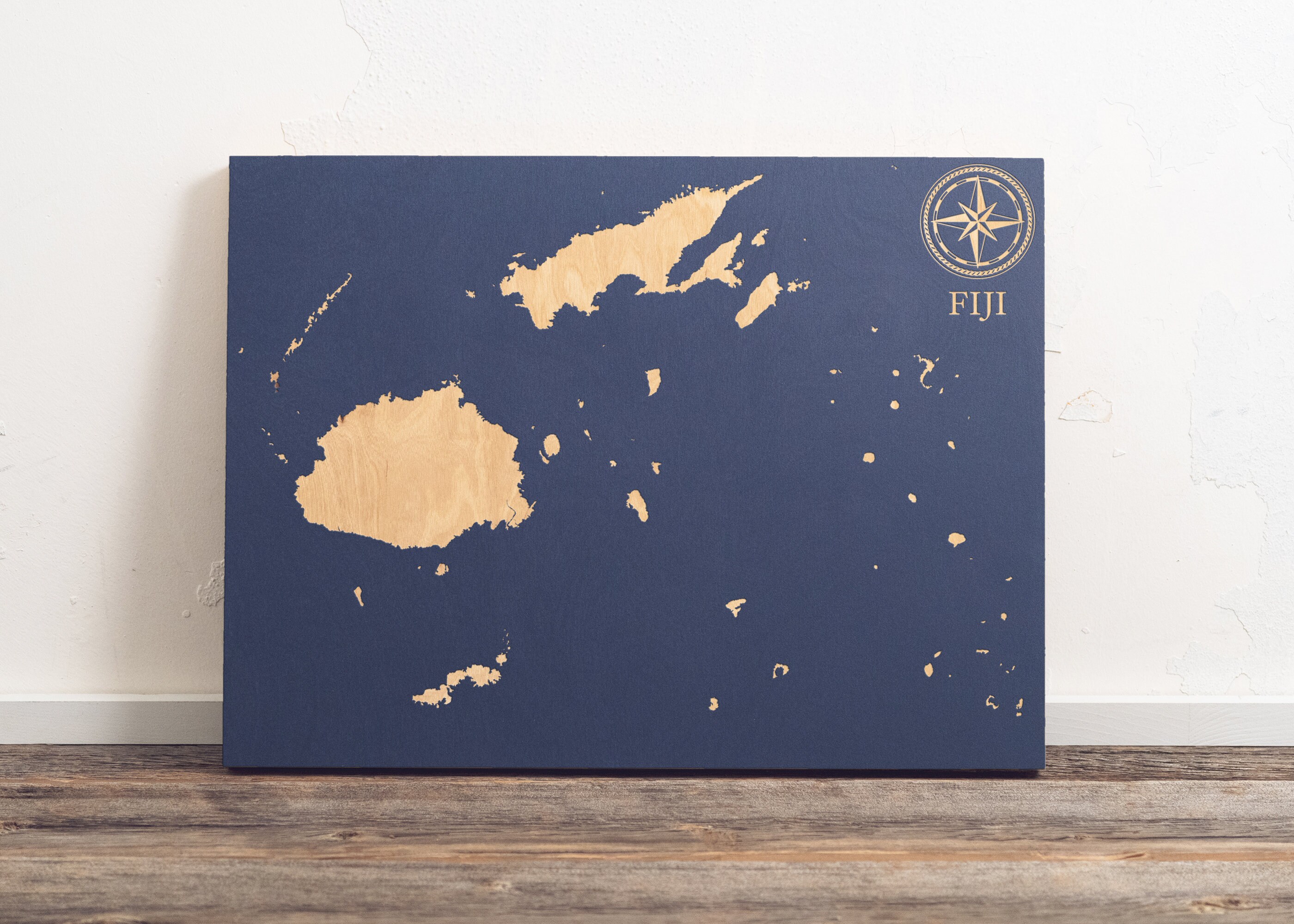 Fiji Map Engraved Wood Coastal Chart Wall Art Sign Beach | Etsy