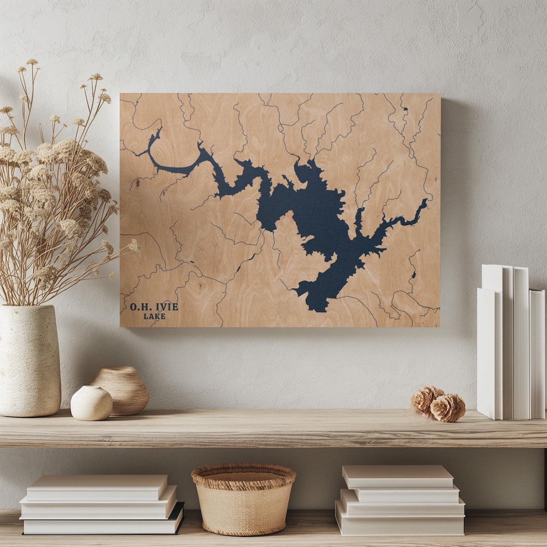 O.H. Ivie Lake Texas | Custom Lake Map Home Decor, Personalized Lake ...