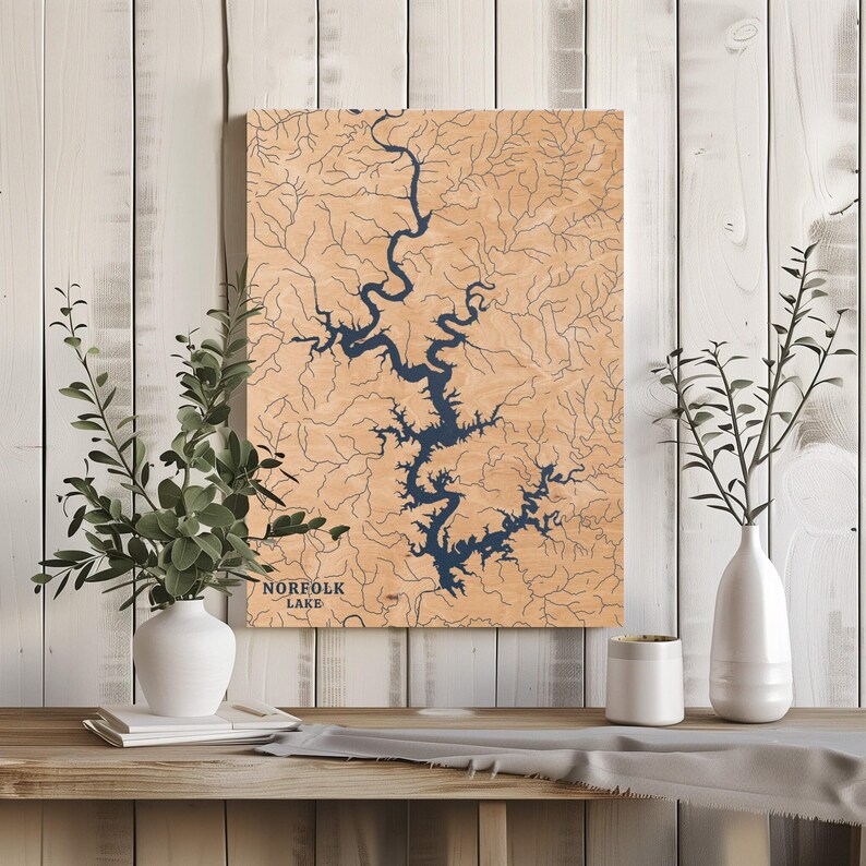 Norfork Lake Arkansas : Personalized Engraved Wood Map, Custom Lake ...