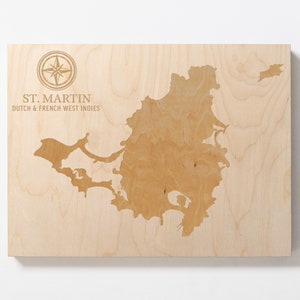 St. Martin Map Engraved Wood Coastal Chart Wall Art Sign - Etsy