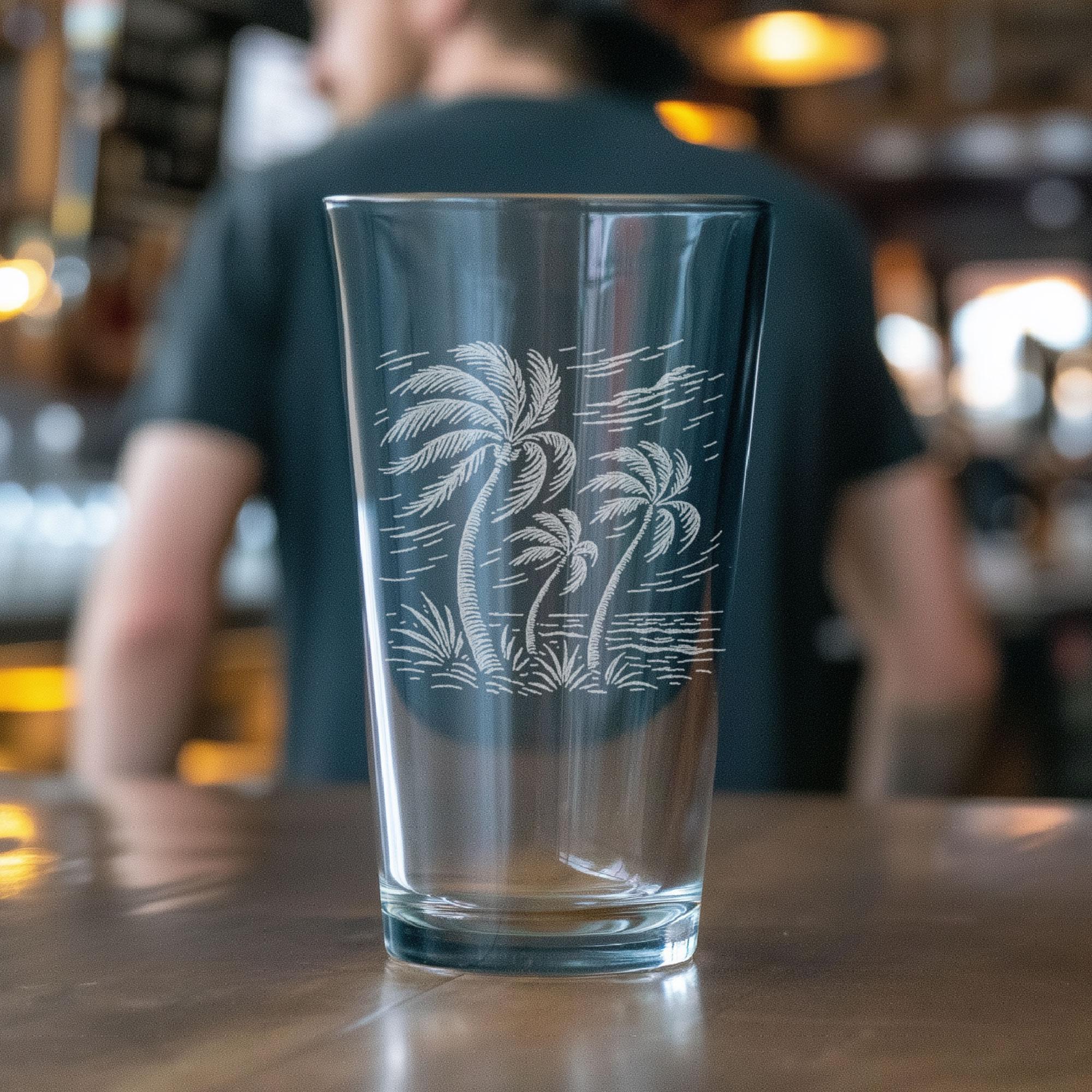 Breezy Palm Tree Glass | Laser Etched Tropical Barware | Engraved Gift ...
