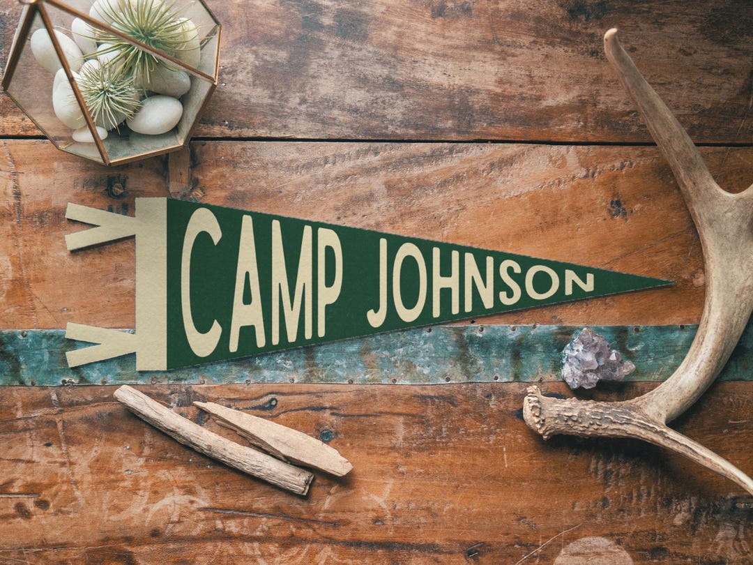 Custom Classic Camp Name Sign Felt Pennant | Personalized Bold Vintage ...