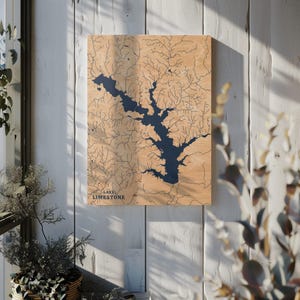 Lake Limestone Texas | Custom Lake Map Home Decor, Personalized Lake ...