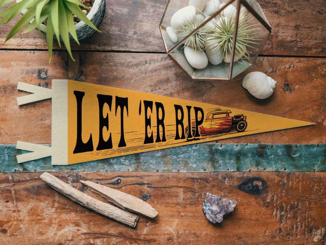 Let 'er Rip Felt Pennant Vintage Camp Flag, Inspirational Kids Room ...