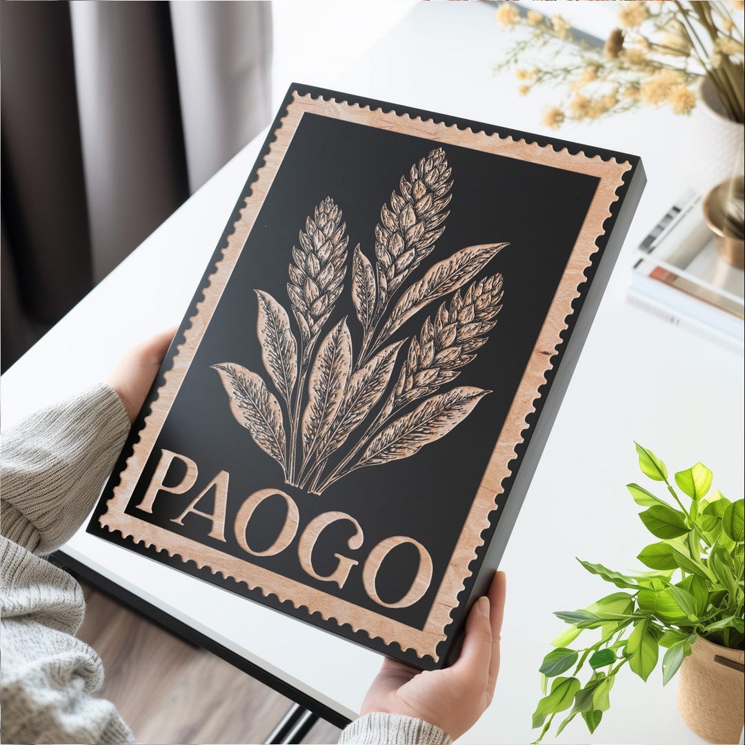 Paogo Floral Wall Art | Engraved Wood Lithograph Style Nature ...