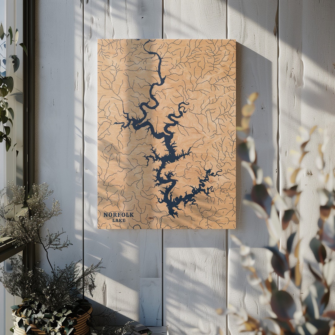 Norfork Lake Arkansas Custom Lake Map Home Decor, Personalized Lake ...