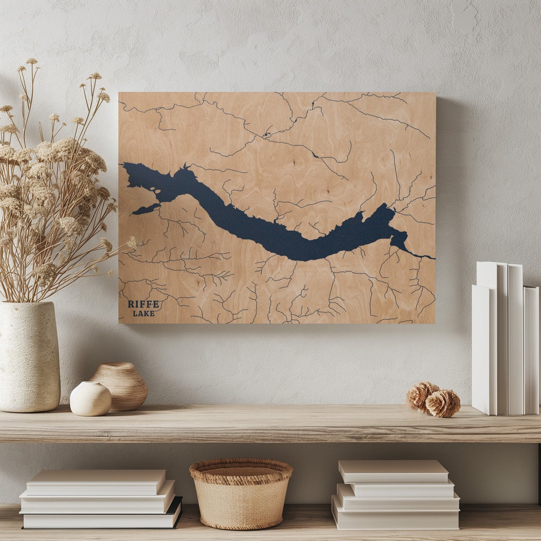 Riffe Lake Washington Custom Lake Map Home Decor, Personalized Lake ...