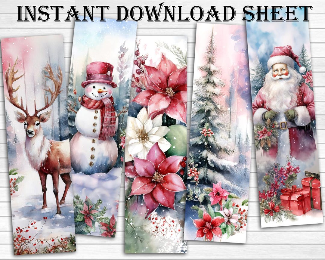 Winter Season Printable Bookmarks. Digital Download (5 per Sheet) - Etsy