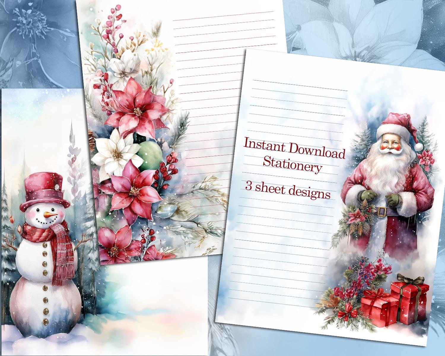Christmas Printable Stationary. Digital Download (letter & A4, Lined ...