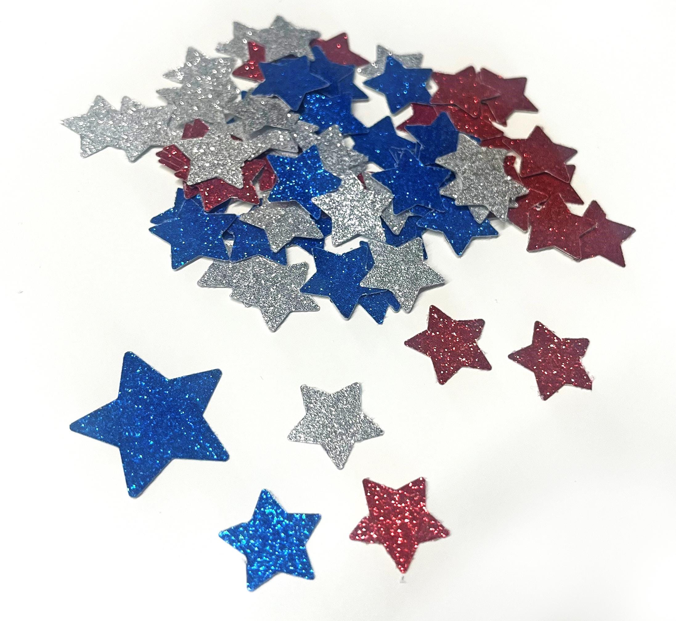 Mini Star Packs: Red, Blue & Silver. 400 Die Cut Glitter Paper Shapes ...