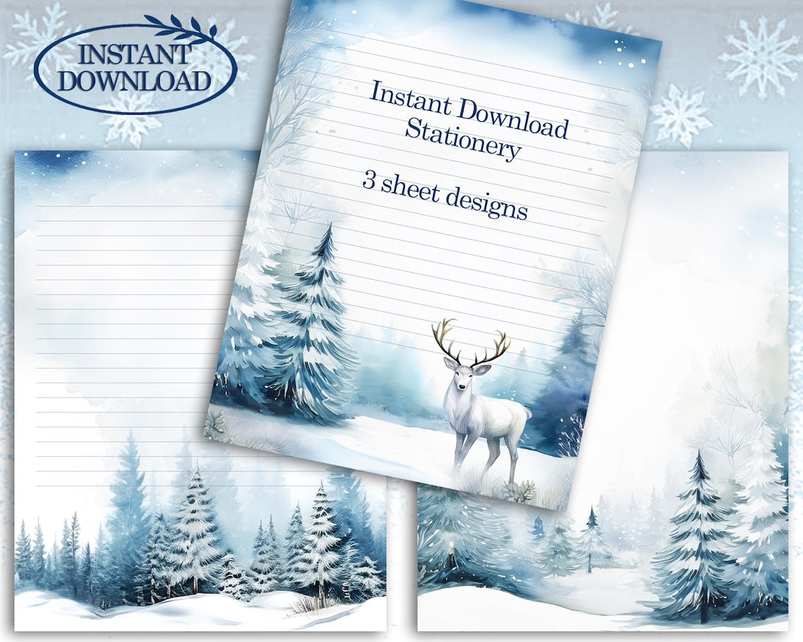 Winter Scene Printable Stationery. Digital Download Junk Journal Pages ...
