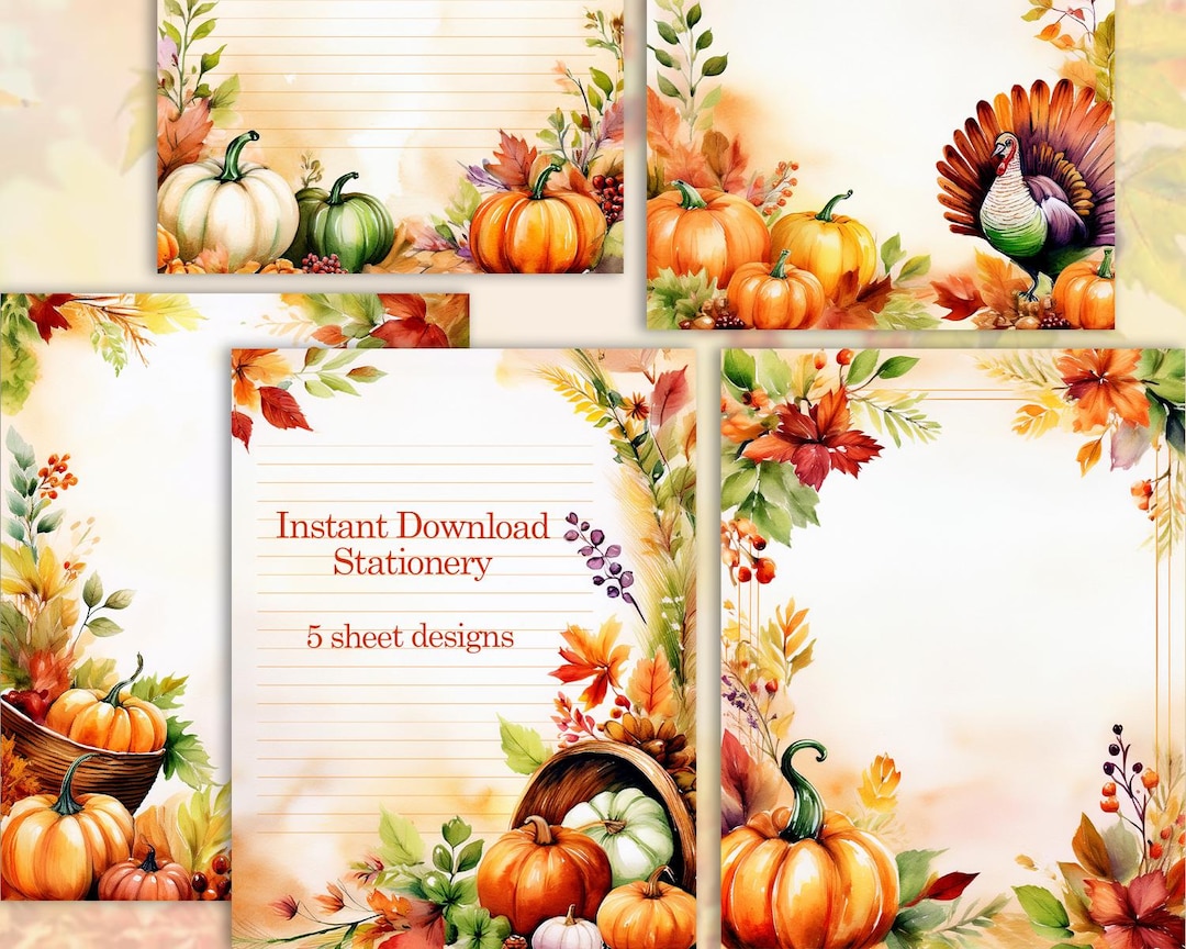 Thanksgiving Harvest Printable Stationery. Digital Download (letter and ...