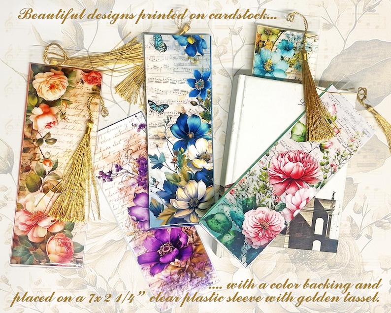 Vintage Floral Bookmark Set. Set of 5 - Etsy