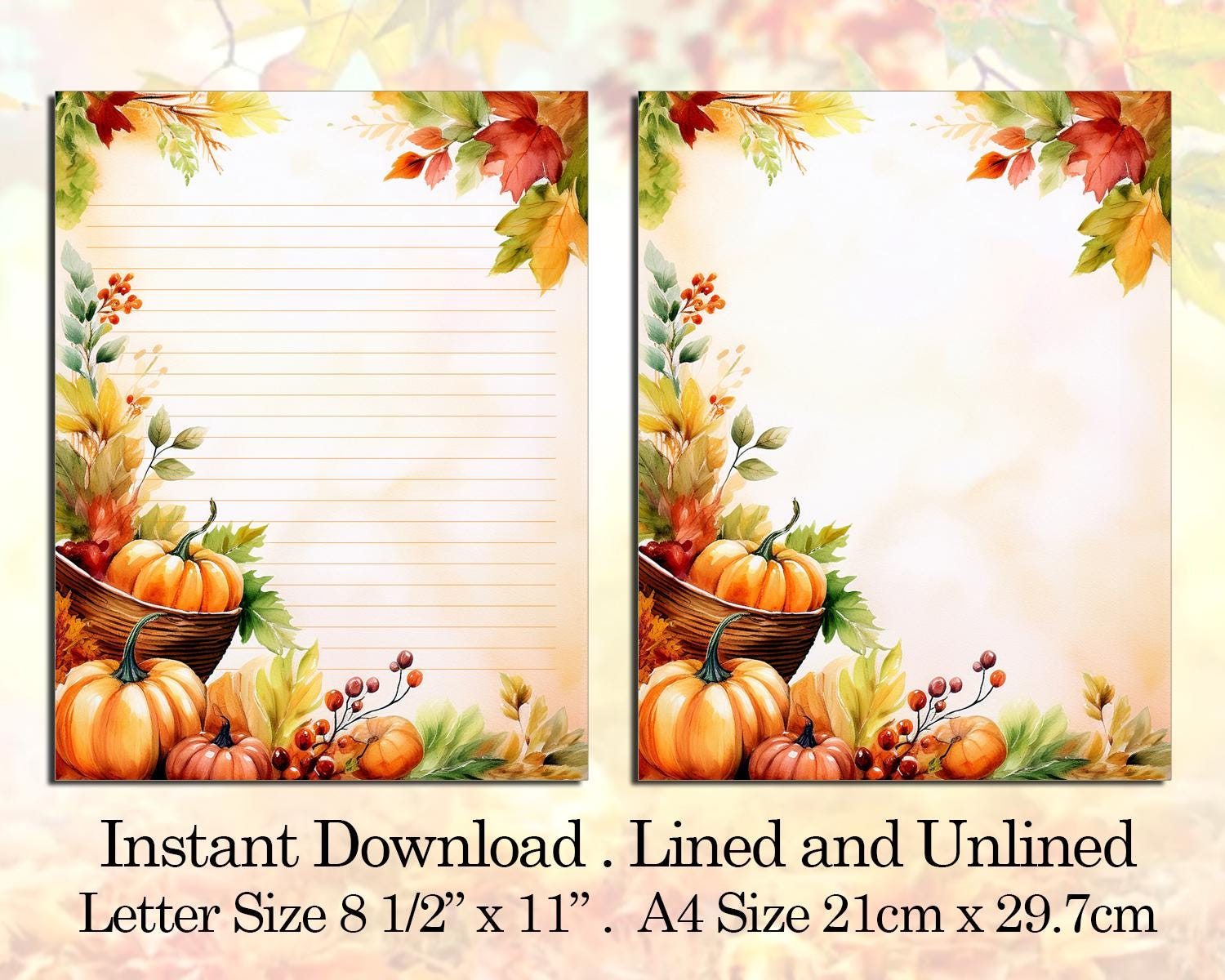 Thanksgiving Harvest Printable Stationery. Digital Download (letter and ...