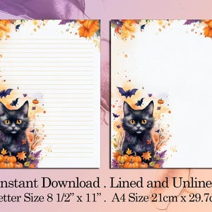 Halloween Cats Printable Stationery. Digital Download. Letter and A4 ...