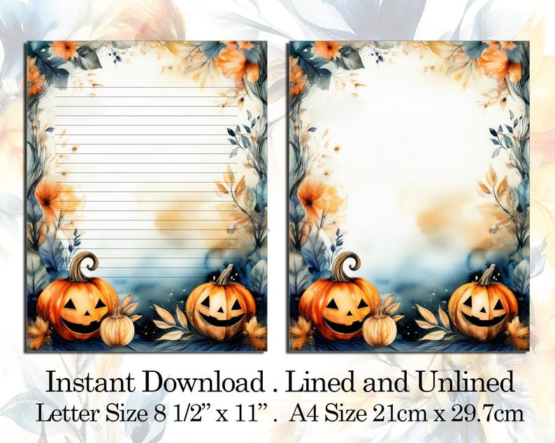 Halloween Pumpkin Patch Printable Stationery. Digital Download (letter ...