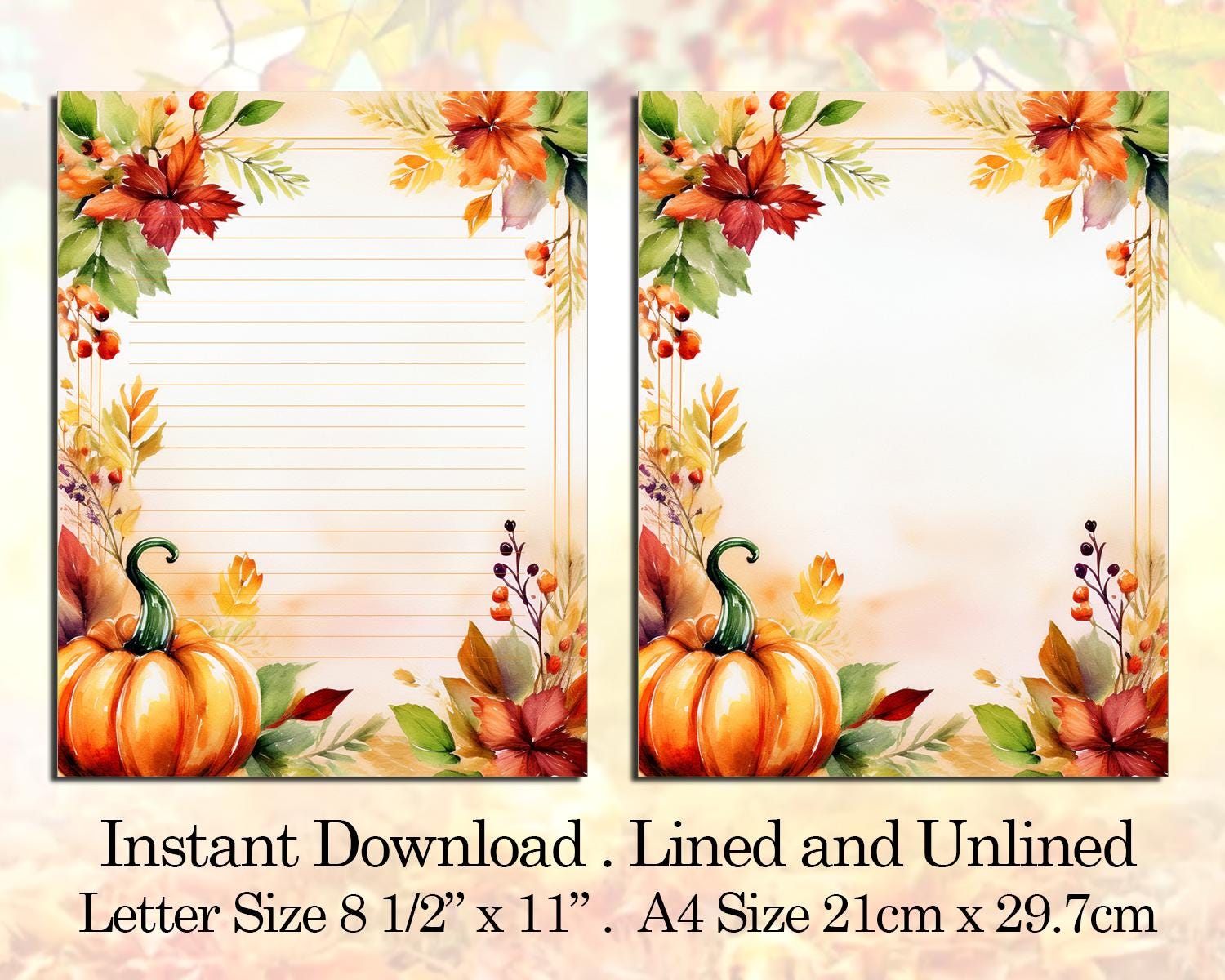 Thanksgiving Harvest Printable Stationery. Digital Download (letter and ...