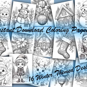 Printable Winter Themed Coloring Sheets. Digital Download (16 Pages) - Etsy