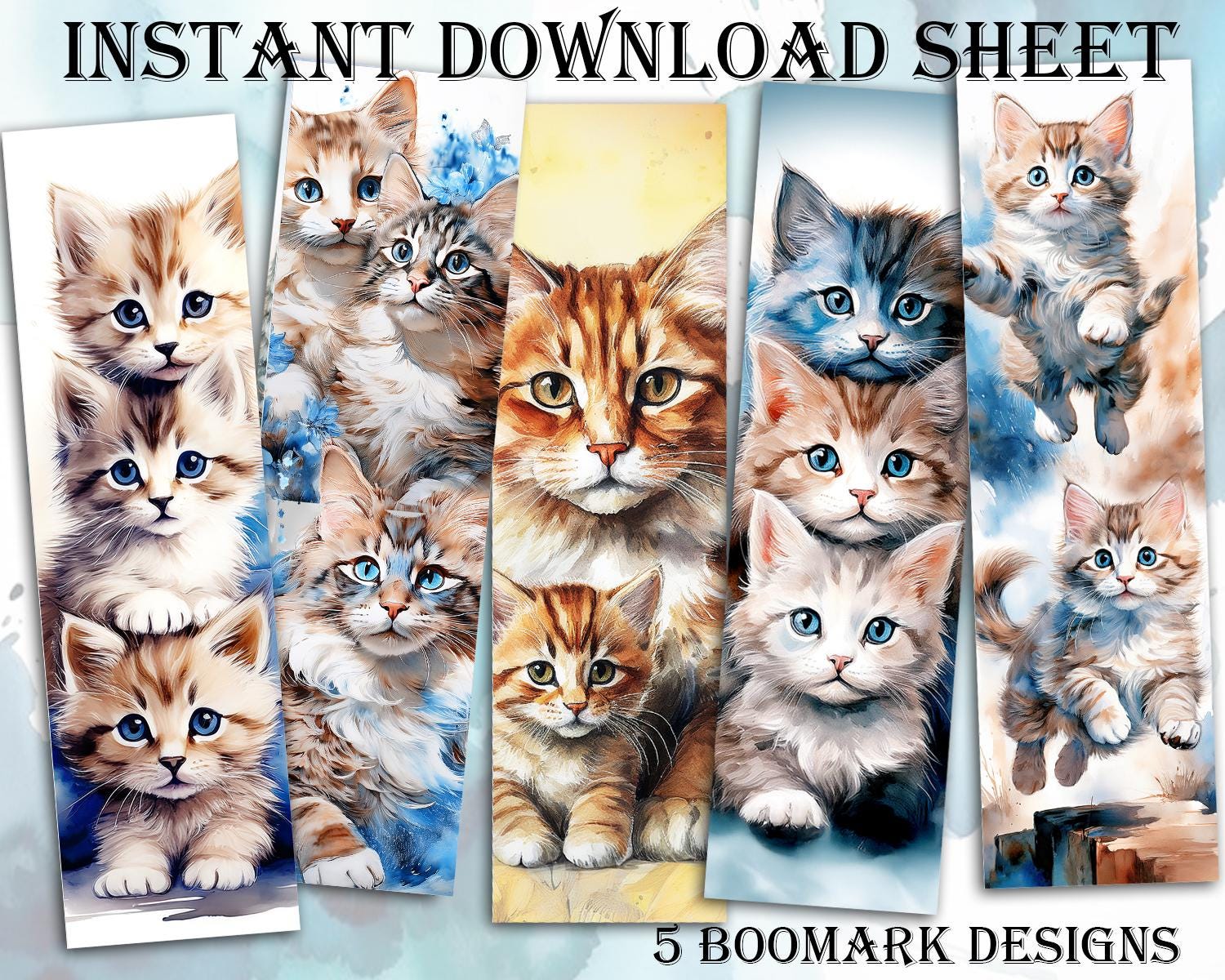 Cats and Kittens Printable Bookmarks. Digital Download (5 per Sheet) - Etsy