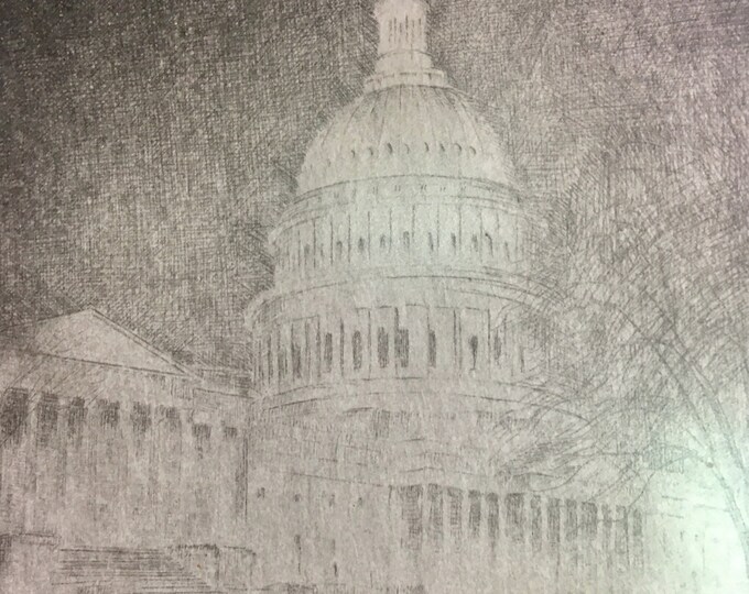 Don Swann Etching, Signed, "the Capital at Night" - Etsy