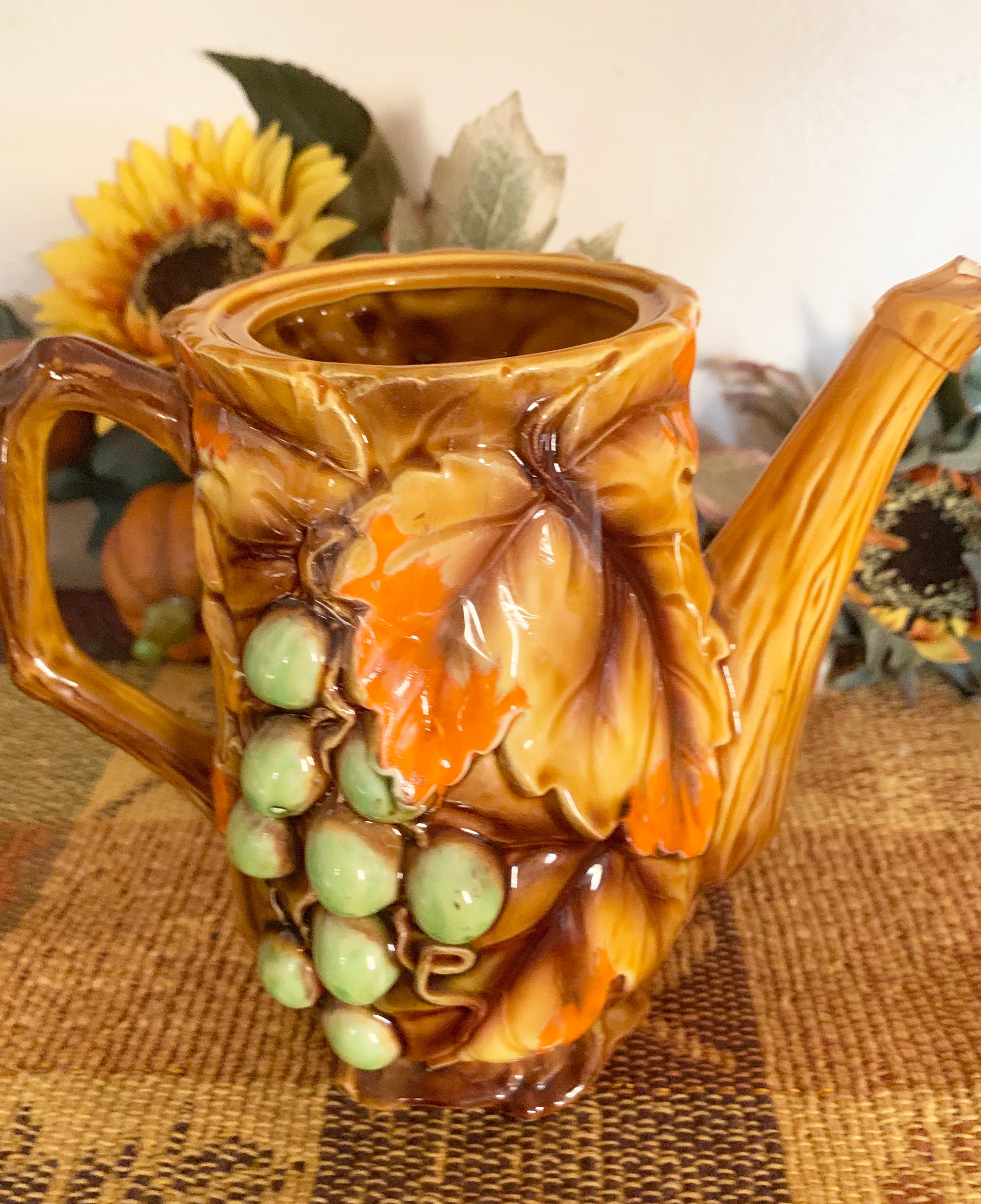 Inarco Japan "swirling Leaves" Teapot, Majolica, 1960s - Etsy