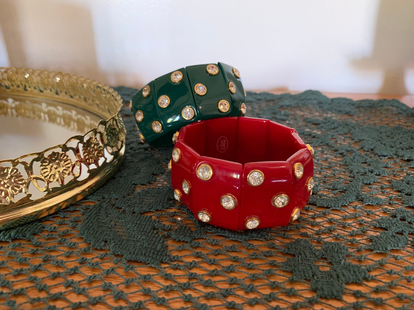 Joan Rivers' Rhinestone Bracelets Green or Red | Etsy