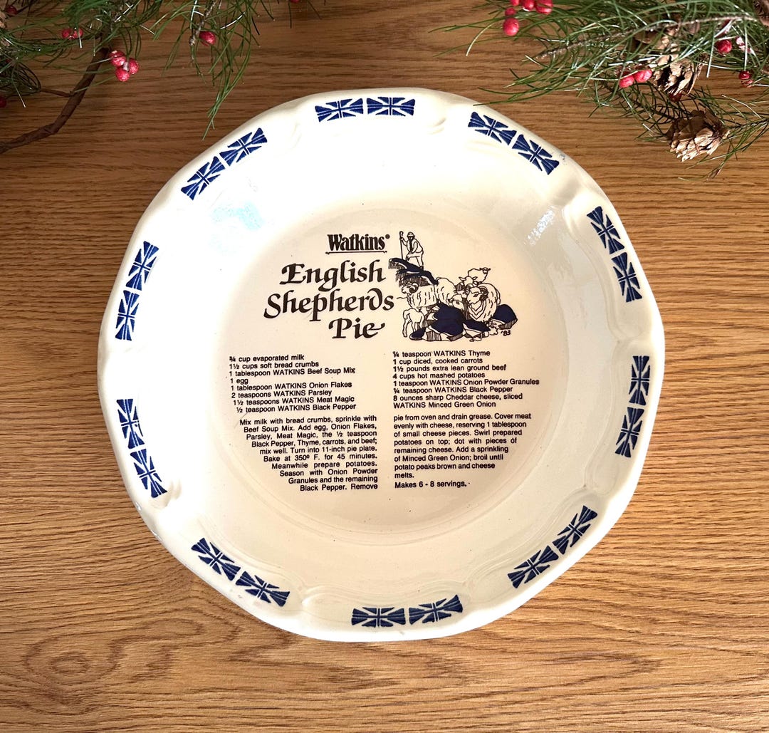 Vintage Watkins English Shepherds Pie Plate W Recipe, Made in USA, 1983 ...