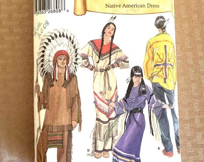 Historic Native American Costume Pattern, Simplicity #5446, Sizes XS, S ...