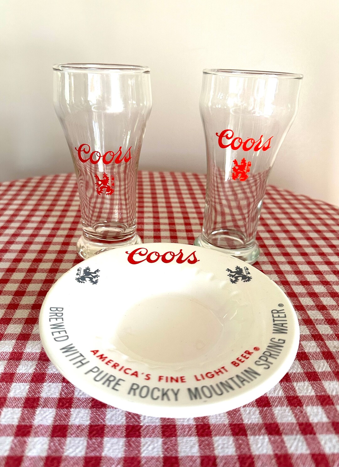 Vintage Coors Beer Glasses And Ashtray Etsy