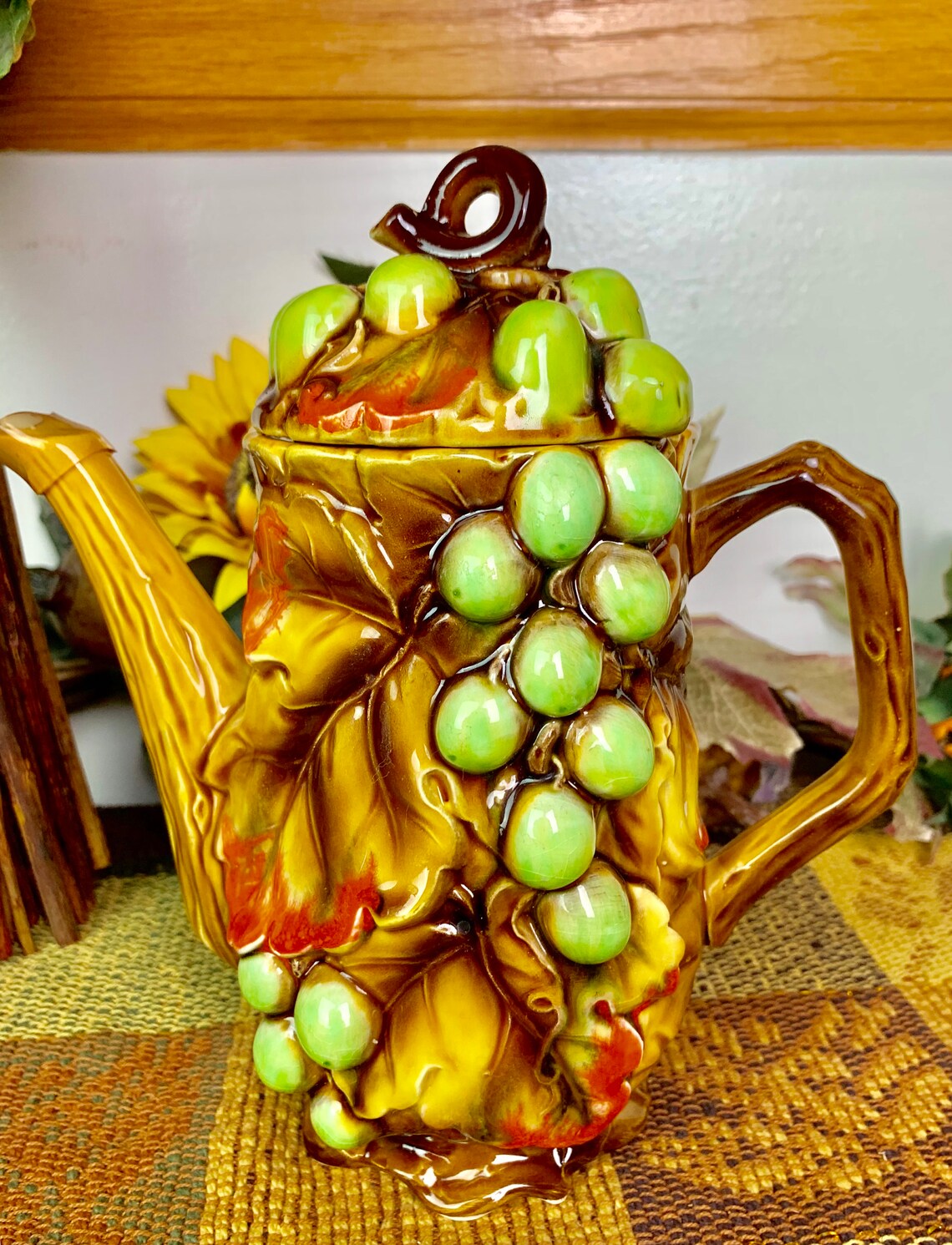 Inarco Japan "swirling Leaves" Teapot, Majolica, 1960s - Etsy