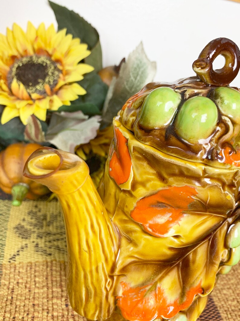 Inarco Japan "swirling Leaves" Teapot, Majolica, 1960s - Etsy