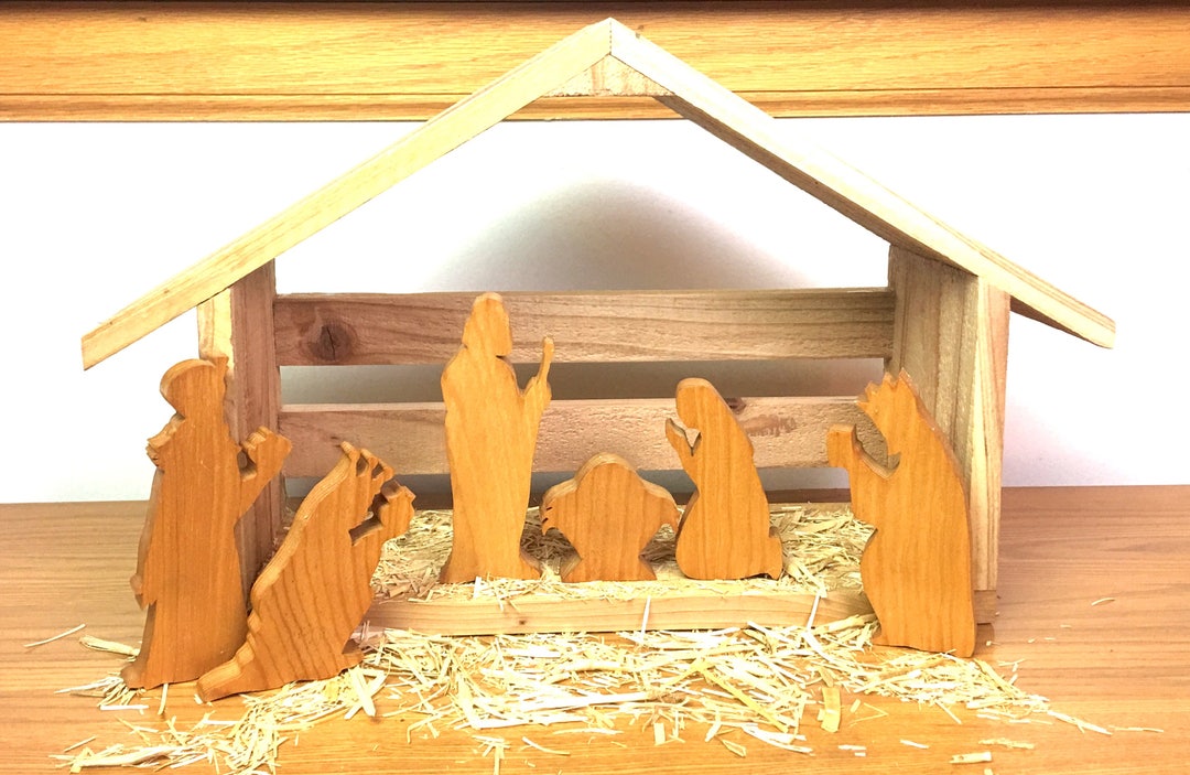 Large Wood Nativity and Stable, Handmade - Etsy