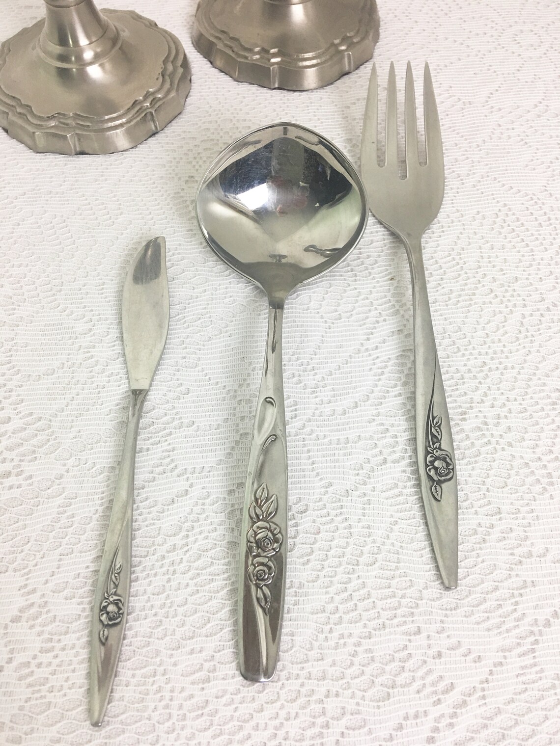 Vintage Oneidaware Twin Rose Serving Set 3 Piece - Etsy