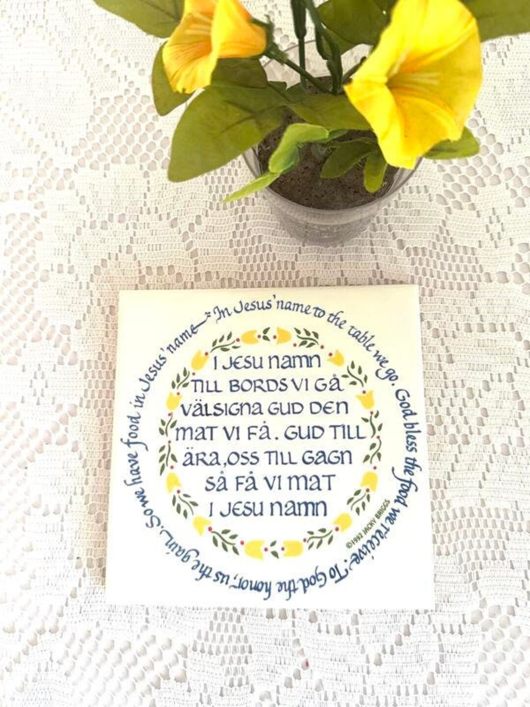 Vintage Swedish Prayer Tile/trivet by Jacky Briggs, 1992 - Etsy