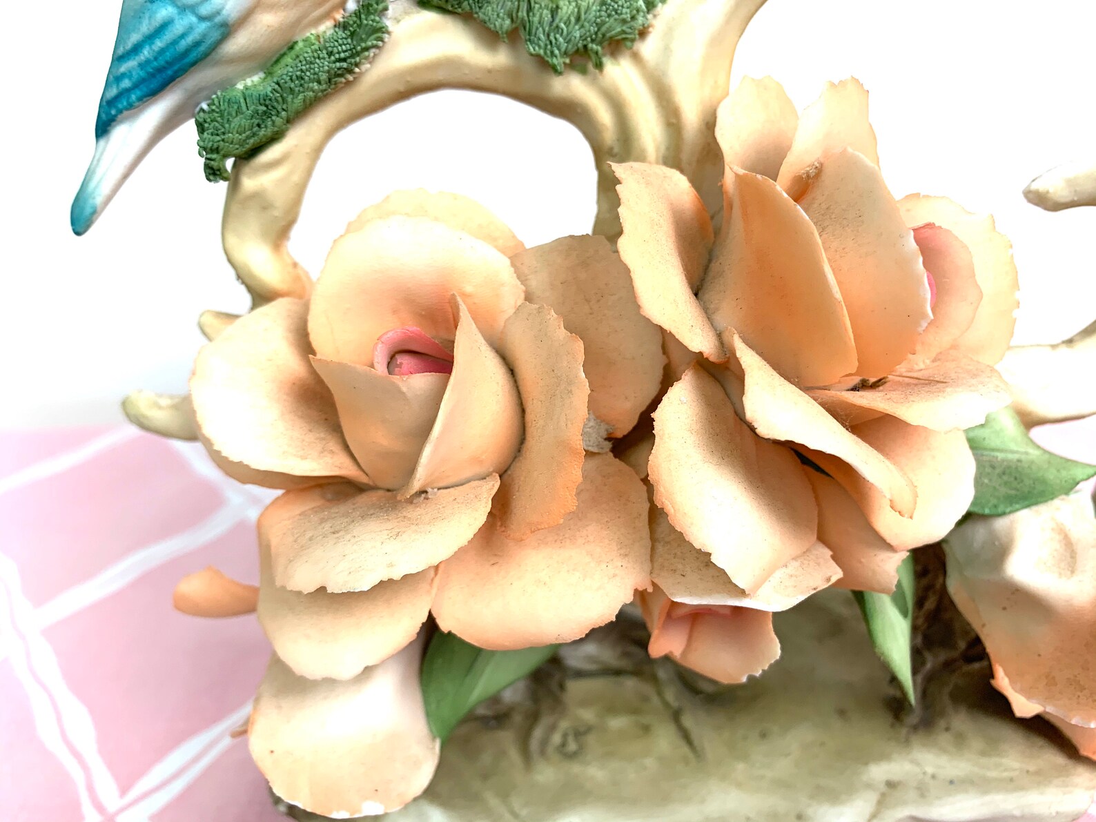 Vintage Napoli Capodimonte Blue Birds With Peach Roses, Made in Italy ...