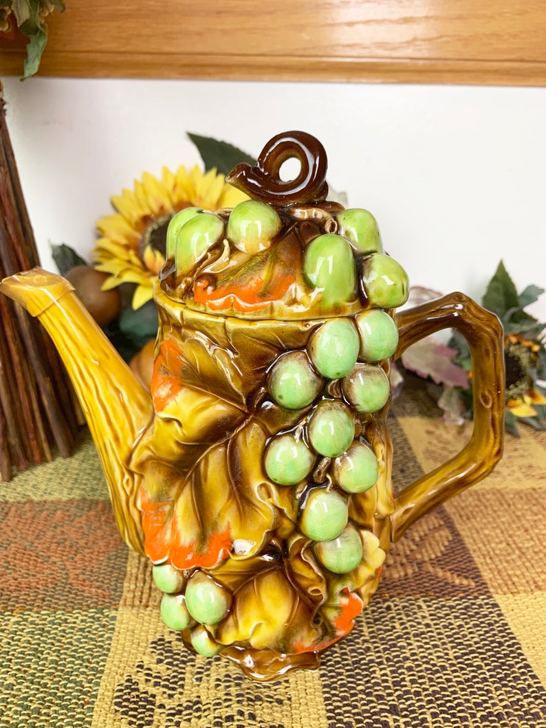 Inarco Japan "swirling Leaves" Teapot, Majolica, 1960s - Etsy