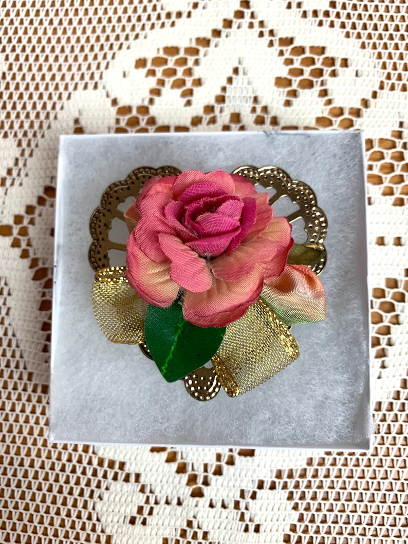 Pink Roses Scarf With Matching Pink Rose Brooch - Etsy