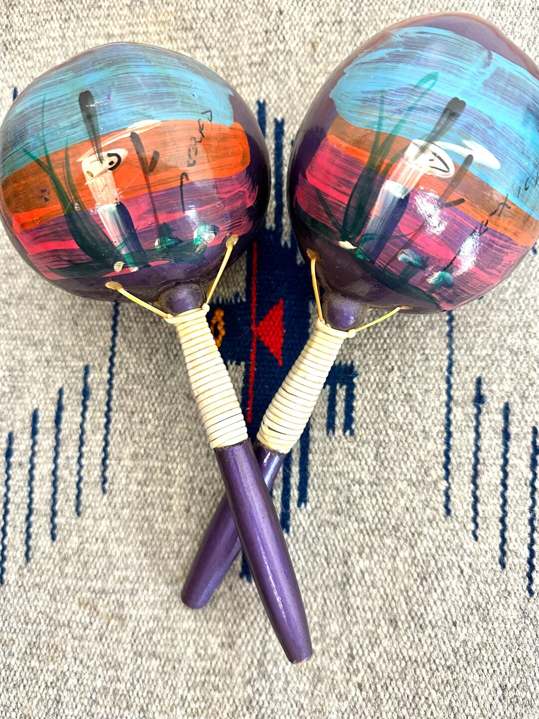 Vintage Hand Painted Purple Maracas - Etsy