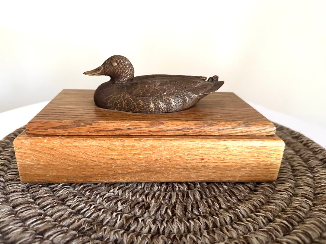 Vintage Oak Box With Duck Detail, 9" X 5" - Etsy