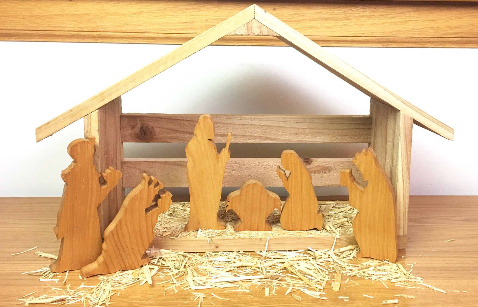 Large Wood Nativity and Stable Handmade - Etsy