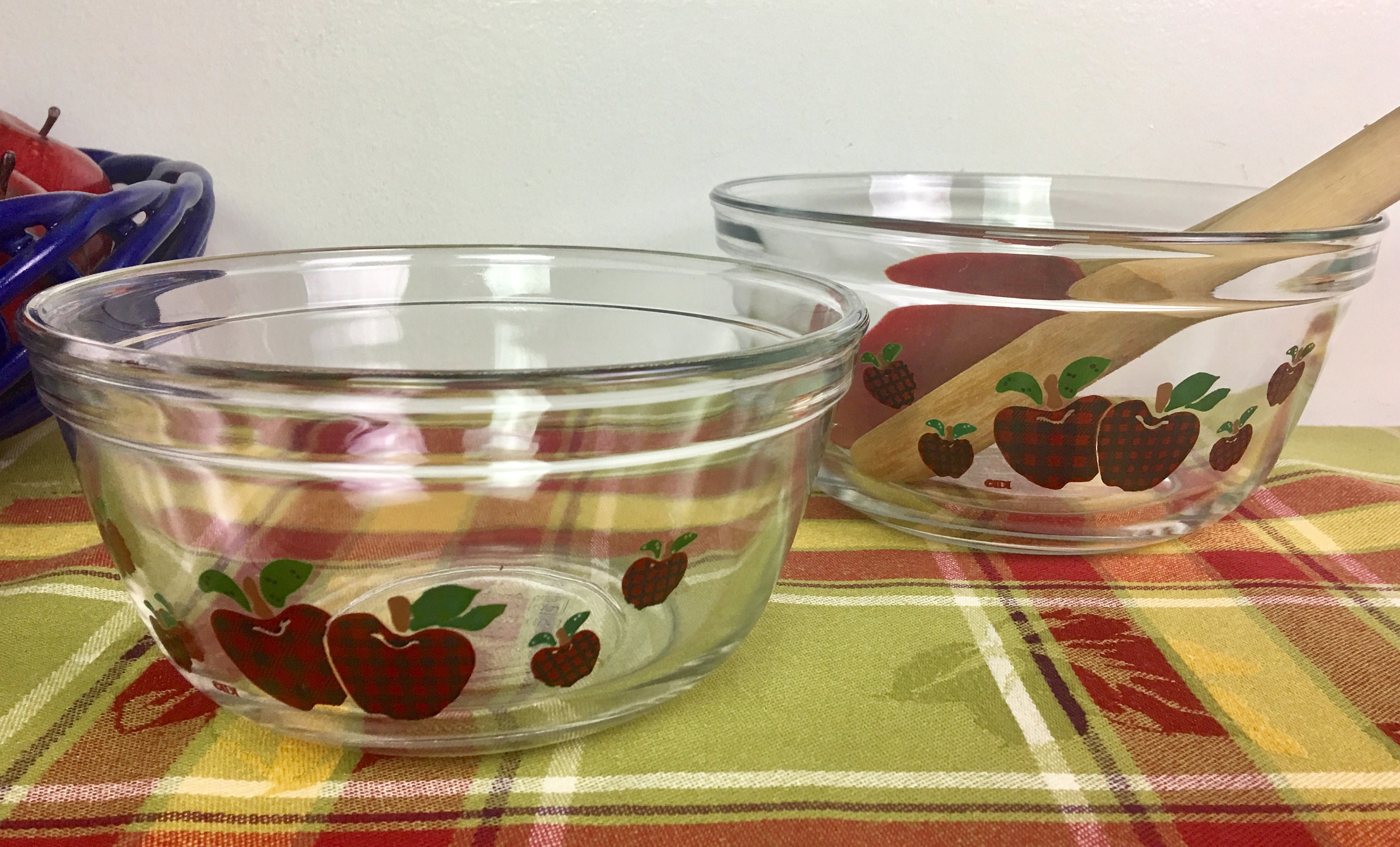 Anchor Plaid Apple Ovenware Mixing Bowls Set of 2 - Etsy