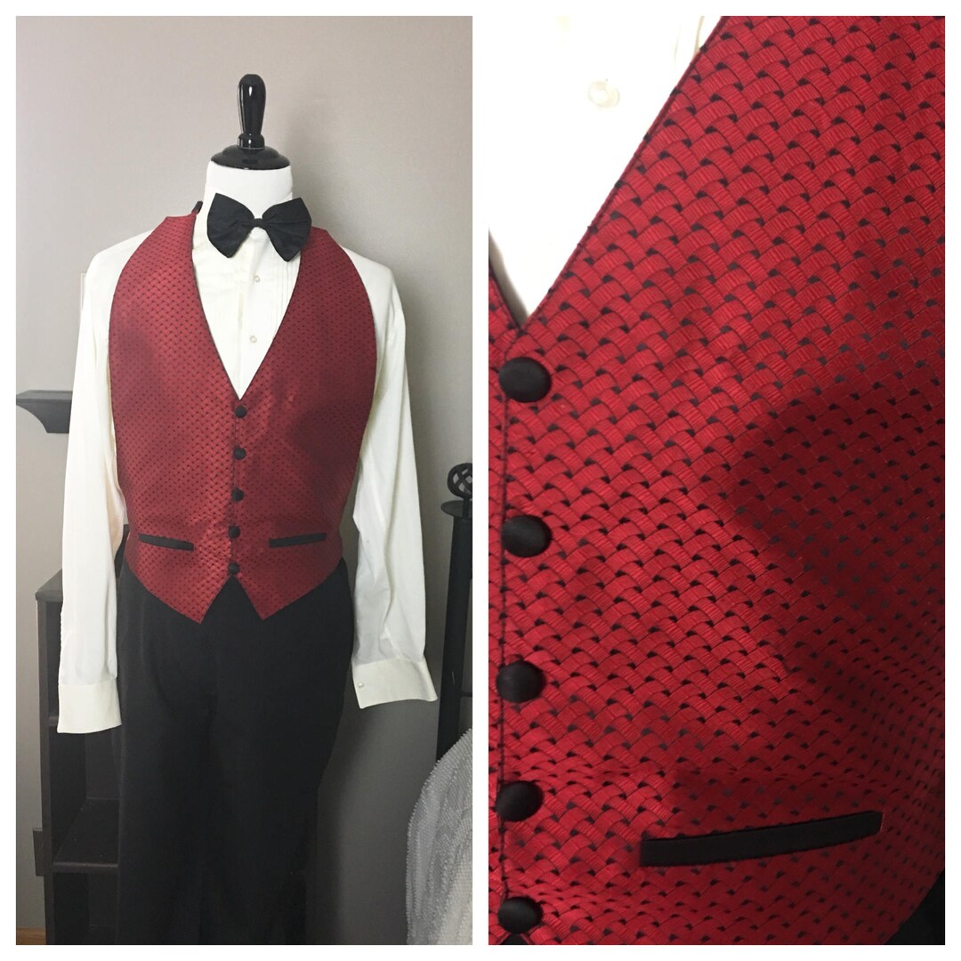 Men's Formal Vest, Red and Black, One Size Fits Most - Etsy