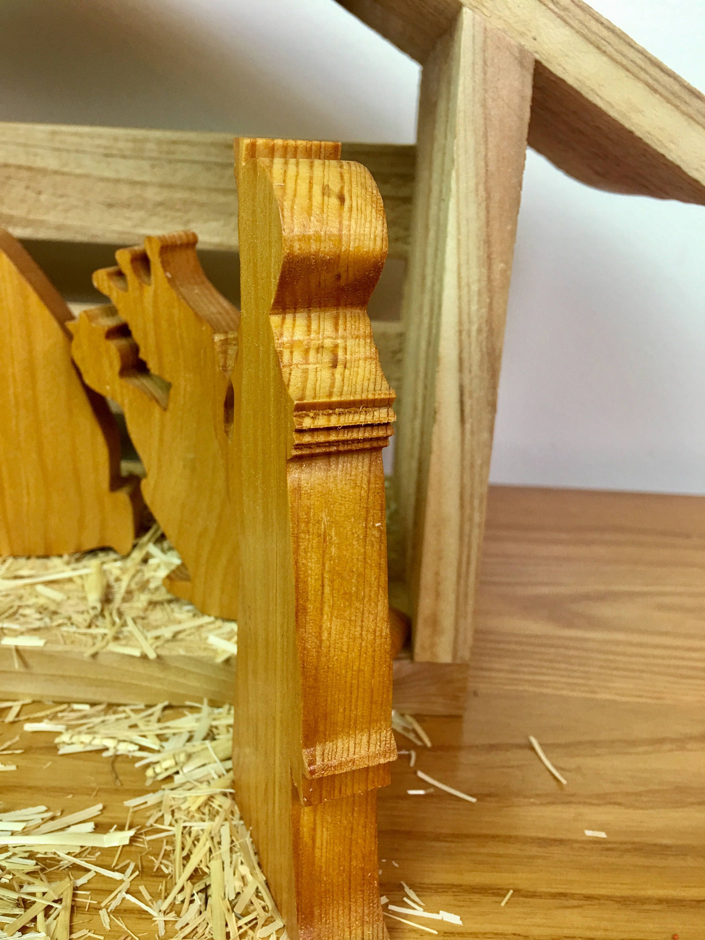 Large Wood Nativity and Stable Handmade - Etsy