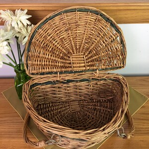 Vintage Half Moon Shaped Hinged Basket With Handles - Etsy