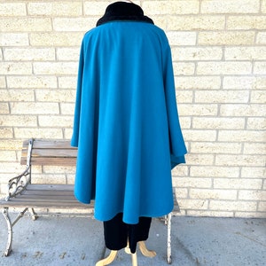 Vintage Le Mode Turquoise Blue Cape With Faux Fur Collar - Etsy
