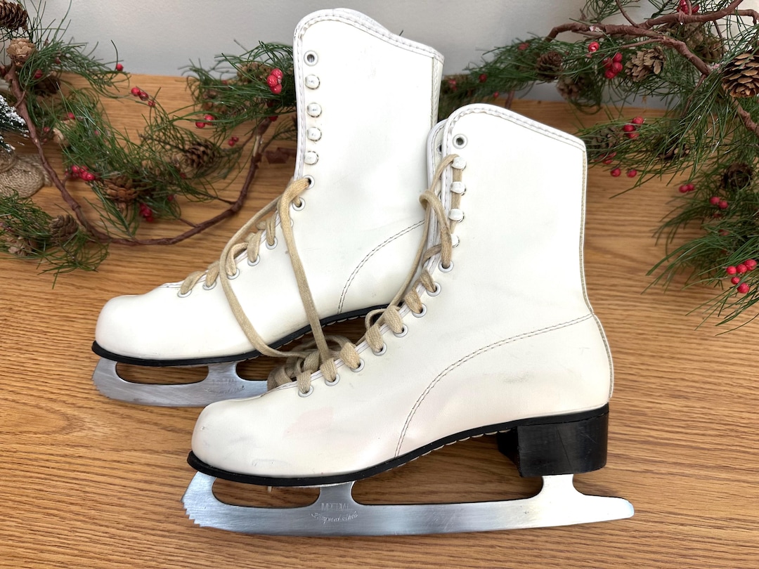Vintage Women's Imperial White Leather Ice Skates, 1970s - Etsy